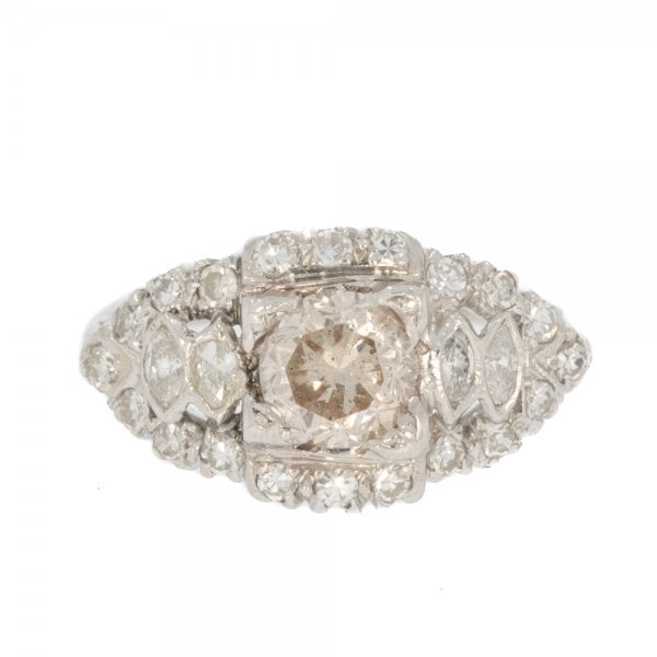 Antique Art Deco Platinum Cluster Ring - Rings from Cavendish Jewellers ...
